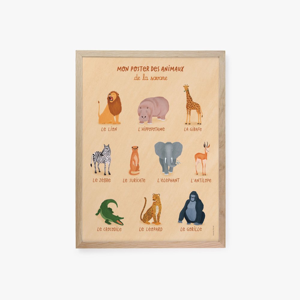 Affiche déco Cartes animaux de la savane | Cottonbird